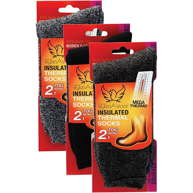Set of 3 Thermal Socks for Women - Heating Socks for Winter Cold ...