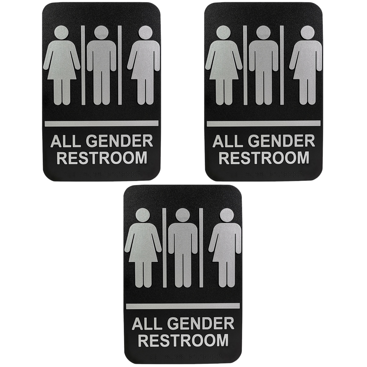 Set of 3 Toilet Sign Bathroom Office Decor Emblems Nameplate Changeable ...