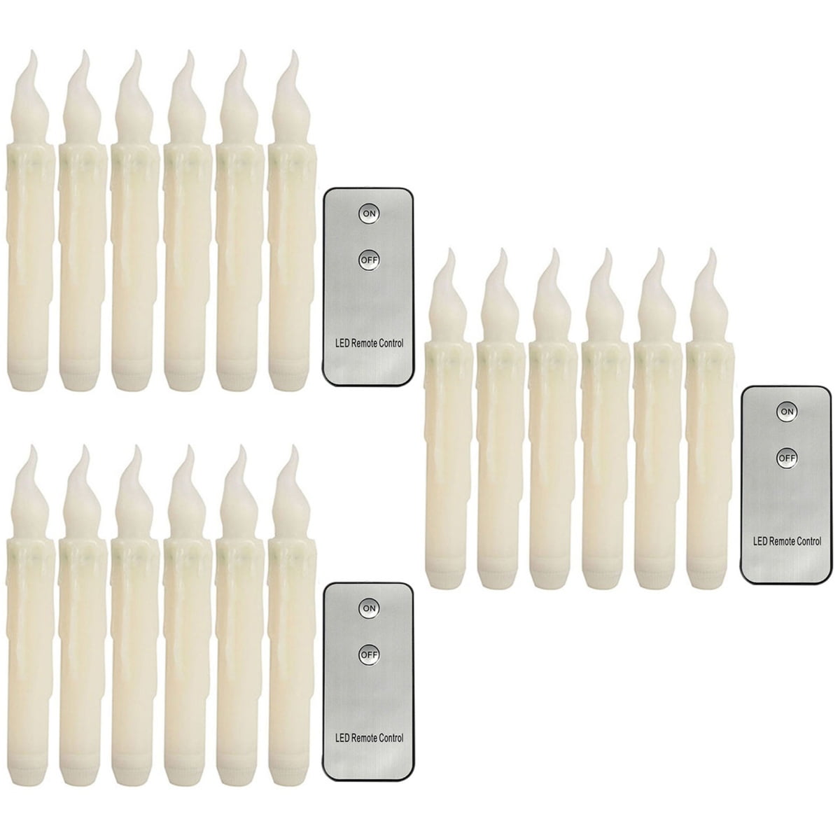 Set of 3 Torch Flickering Flameless Candles Rechargeable Natural Look ...