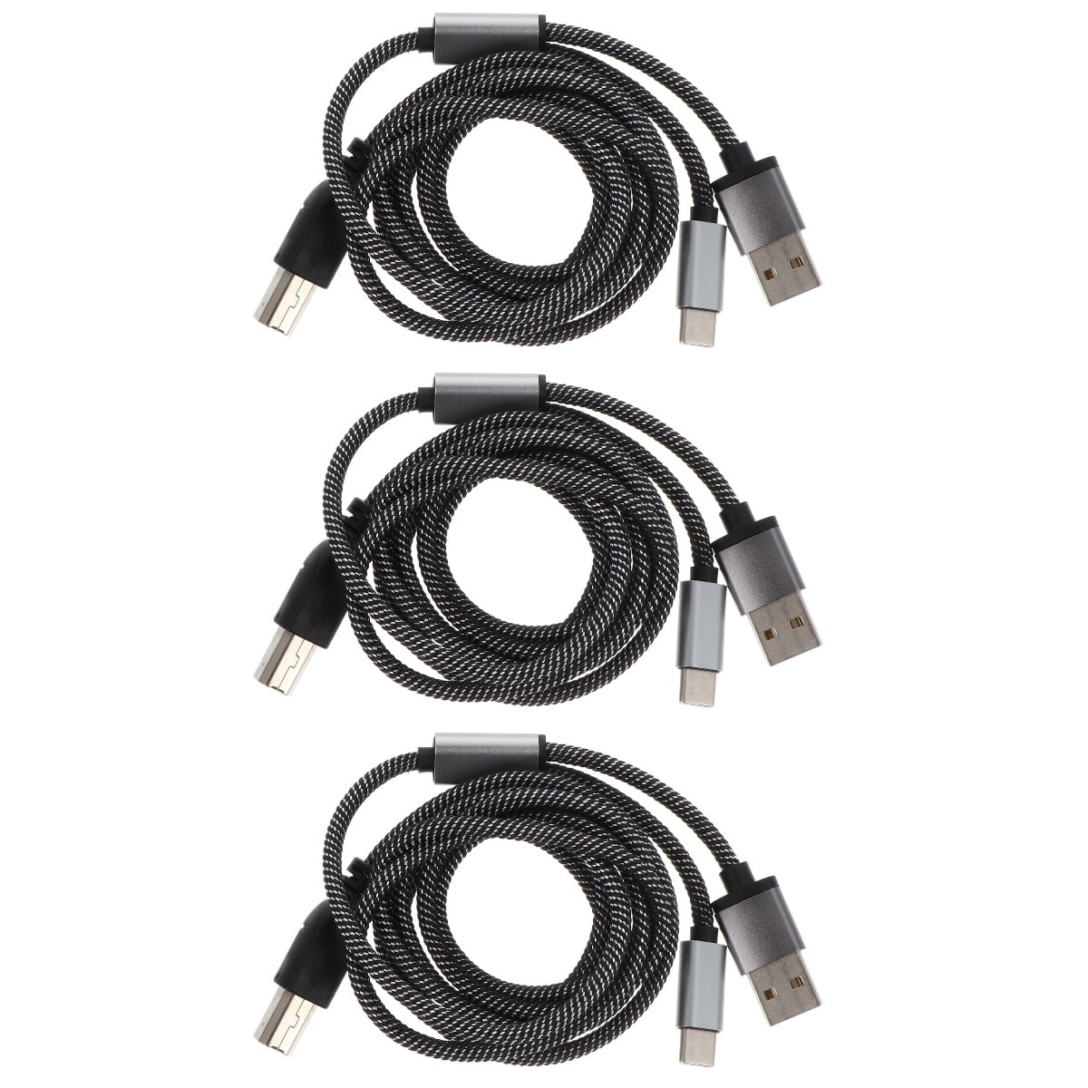 Set of 3 USB Type C Adapter Cable USB Cable for Printer 140x0.5cm Black ...