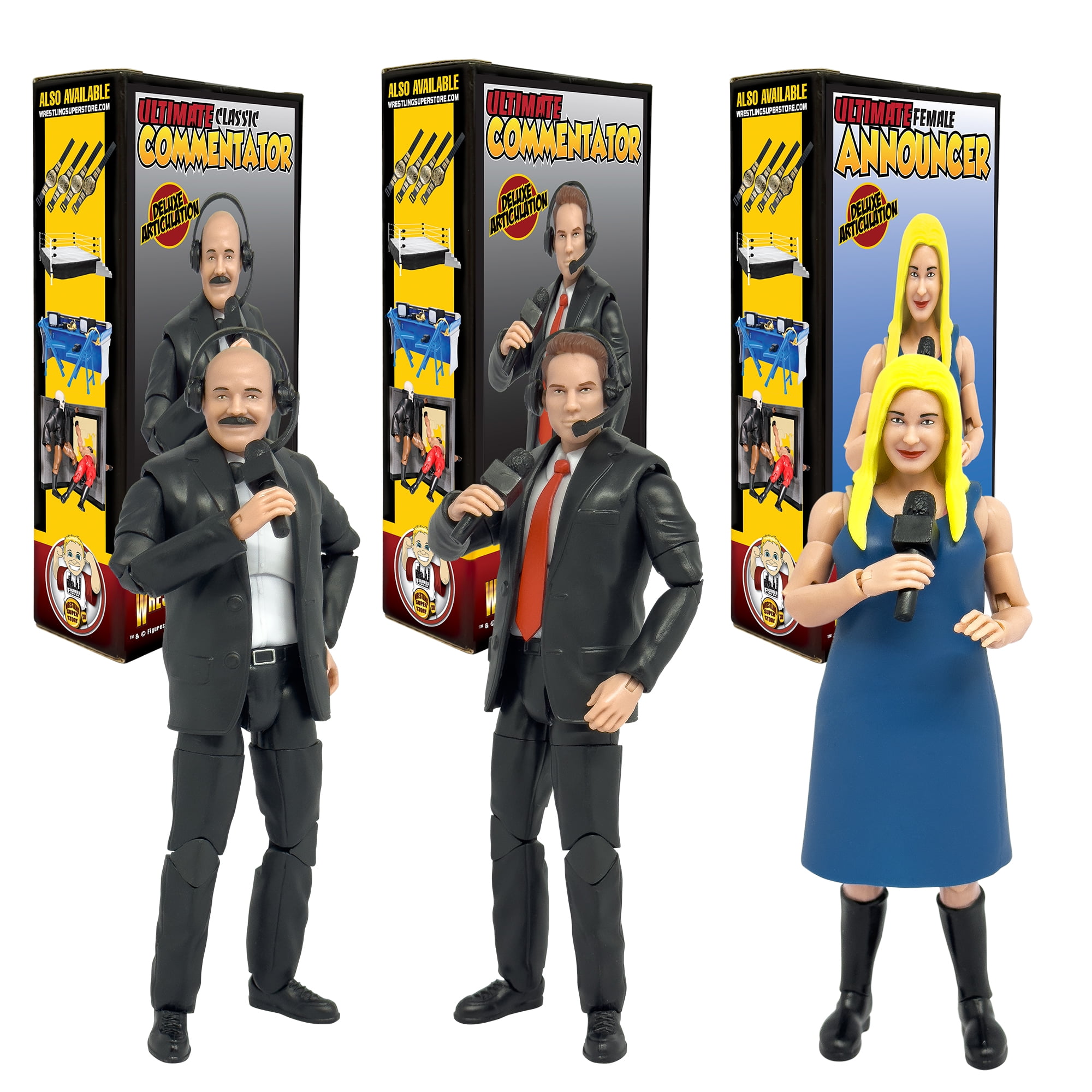 Set of 3 Ultimate Commentators With Deluxe Articulation for WWE & AEW ...