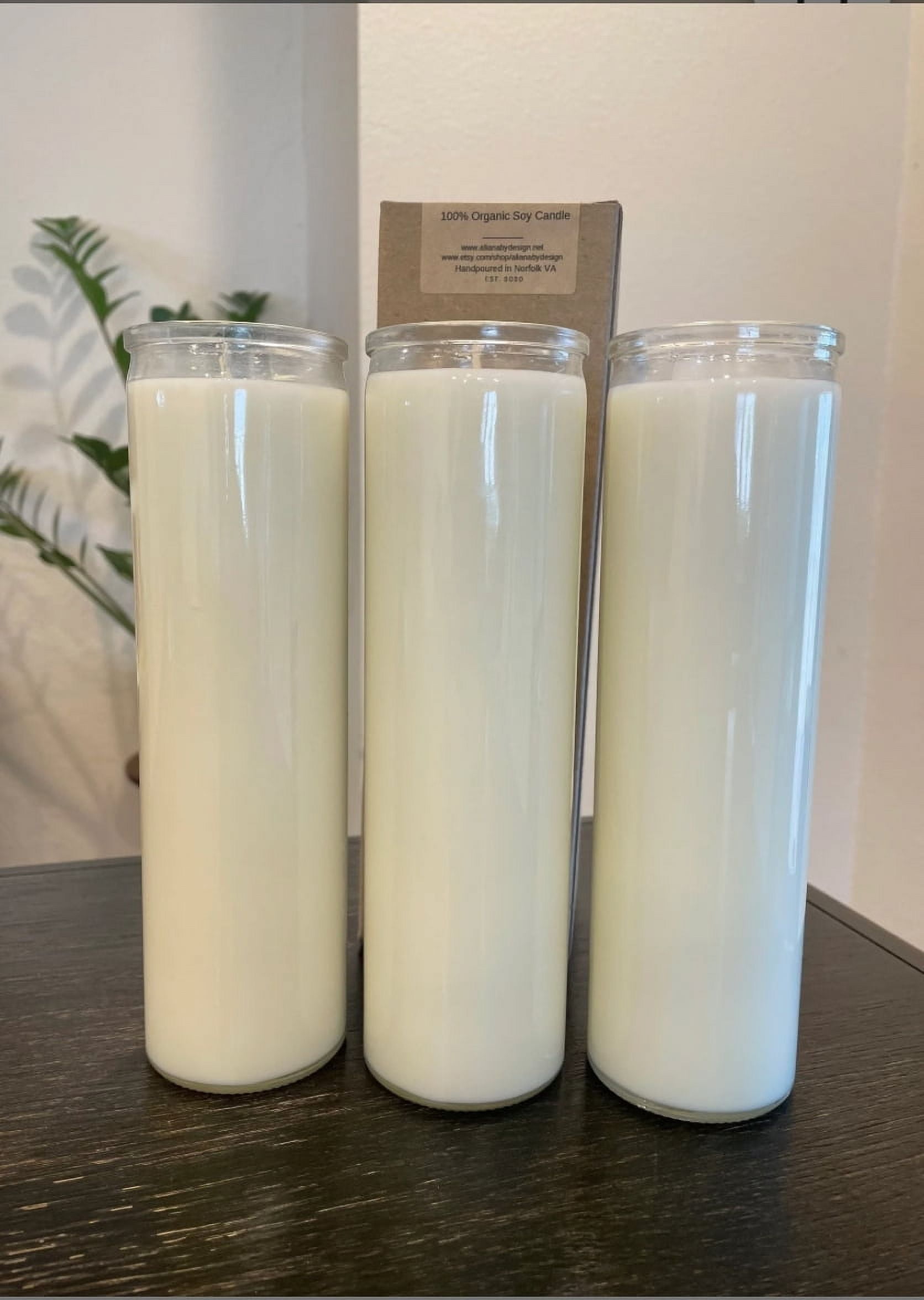 Set of 3 Unscented 100% Natural Soy Prayer Candle with 5-9 Day Burn ...