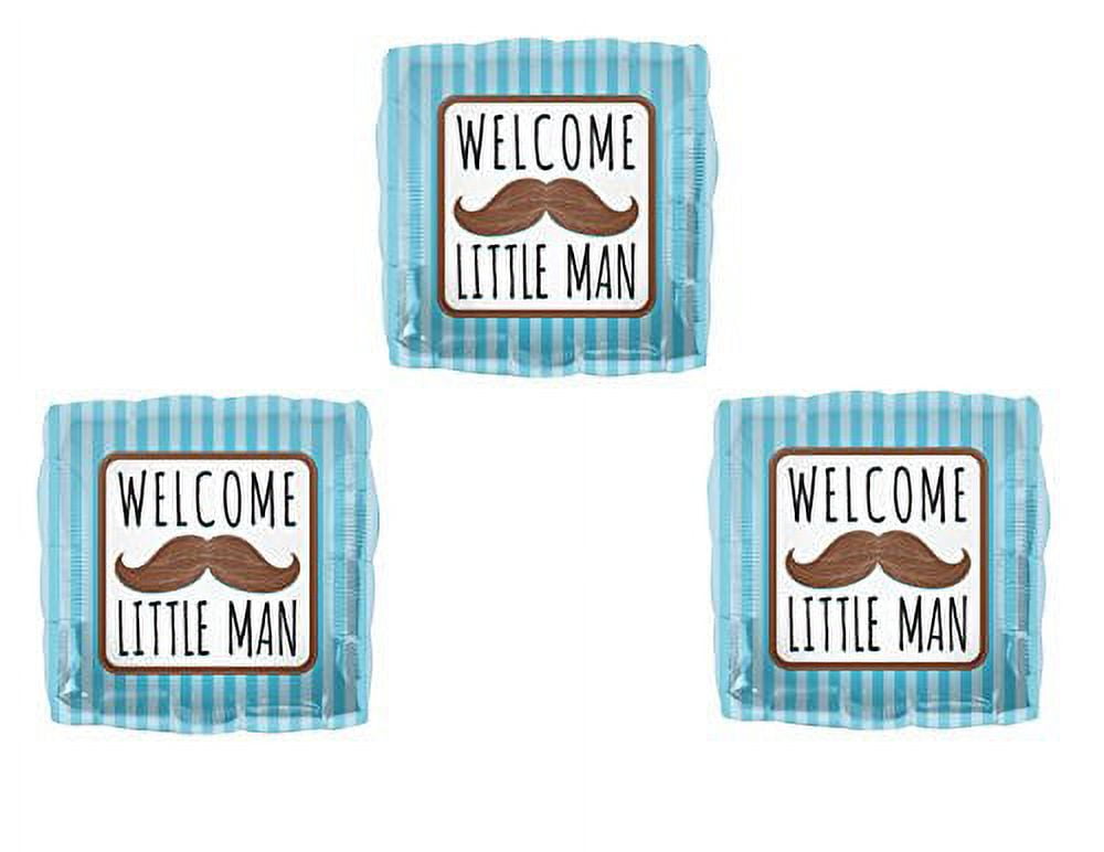 Set of 3 WELCOME LITTLE MAN MUSTACHE BABY SHOWER Balloons Decorations ...