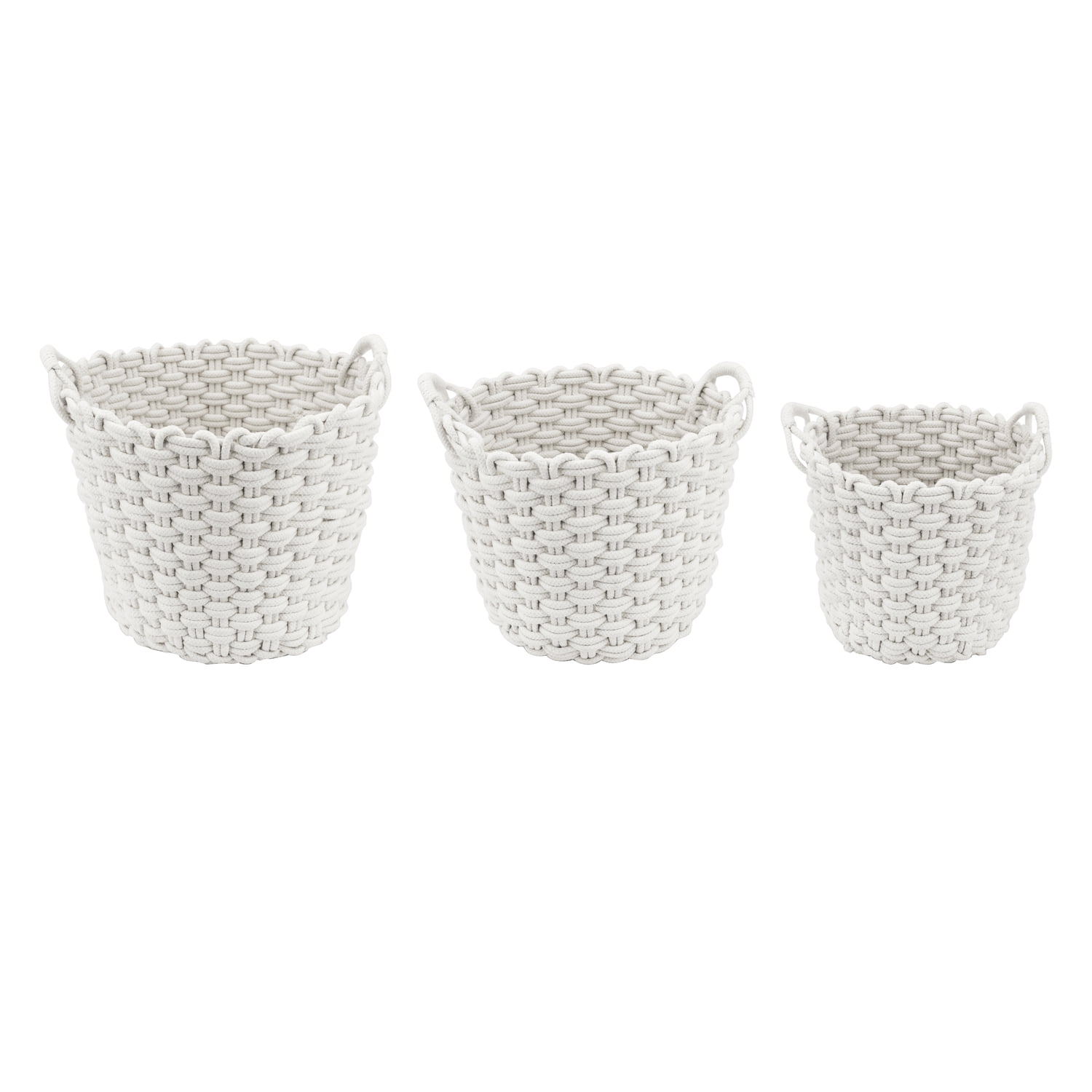 A&B Home Woven Rope Baskets with Handles - Set of 3 - White - Walmart.com