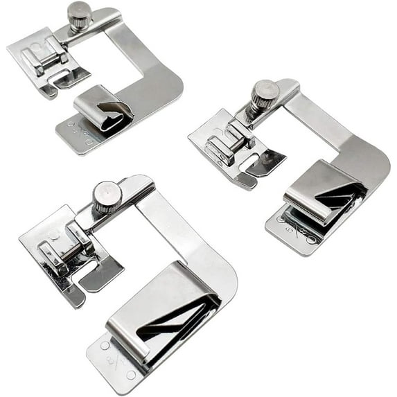 Set of 3 Wide Rolled Hem Presser Feet for Low Shank Adjustable Sewing ...
