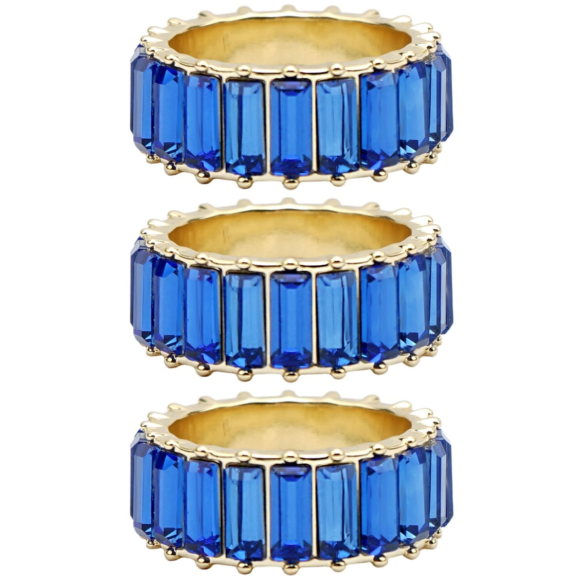 Set of 3 Women Rings Decorative Rhinestone Stretch Gemstone Rainbow ...