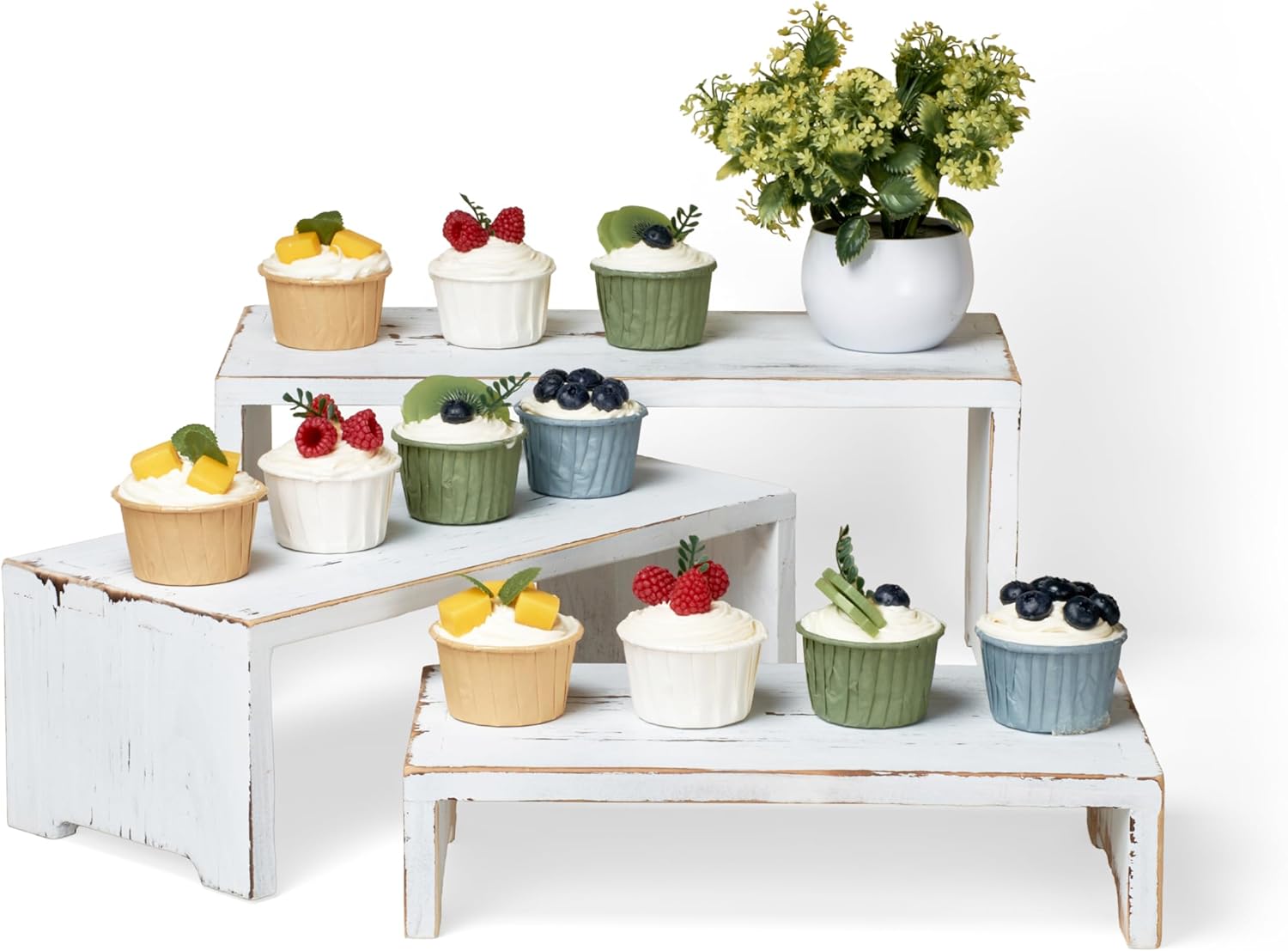 ‌Set of 3 Wooden Rustic Cupcake Stands - Holds 24 Cupcakes, Tiered ...
