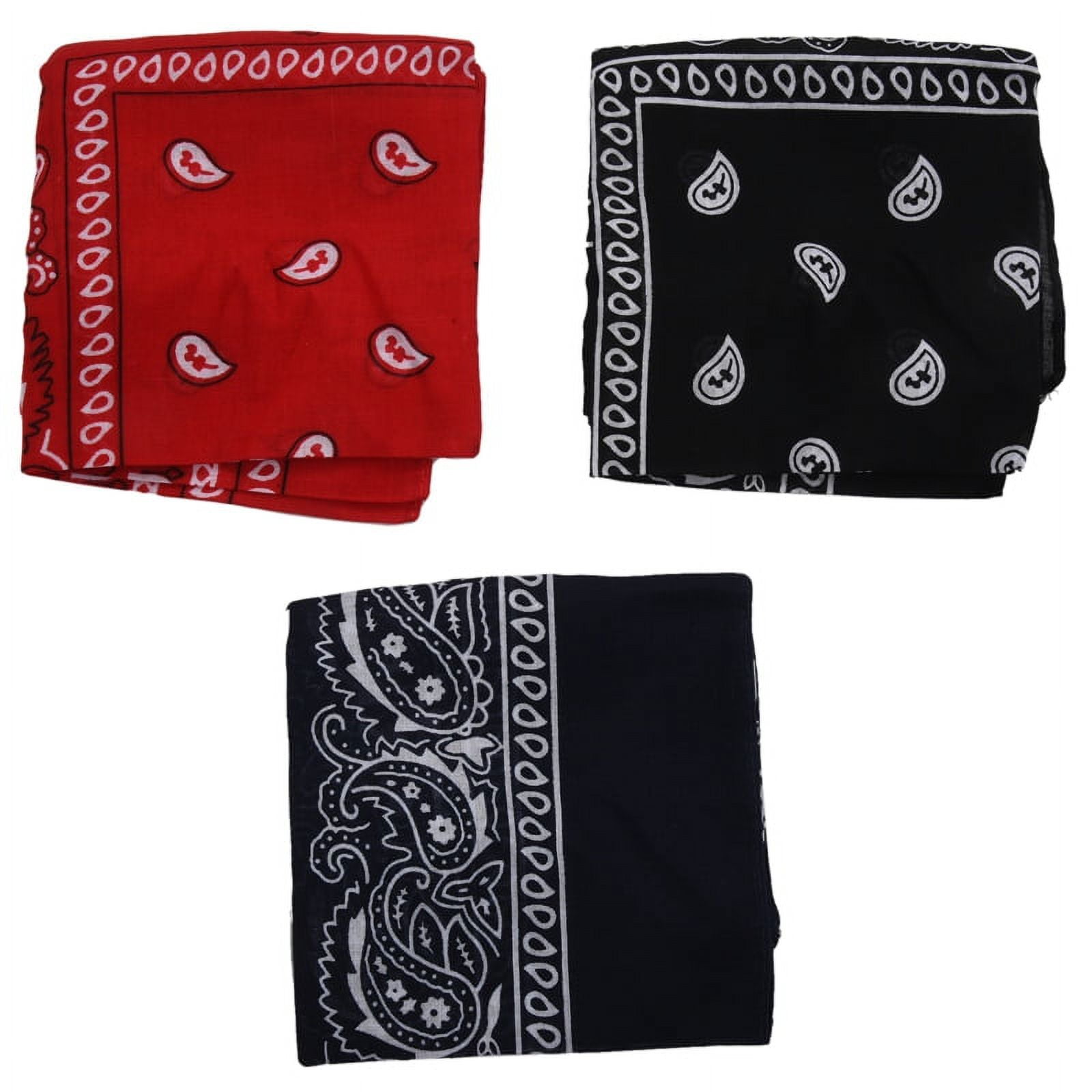 Set of 3 bandanas Man and Woman 57 x 57 cm Black + Red + navy blue ...