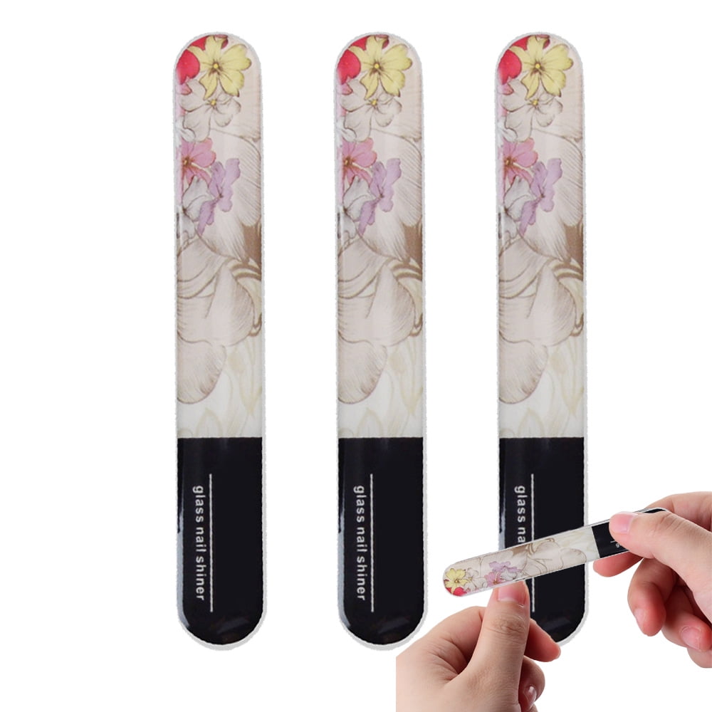 Nail Files Set of 3 for Nail Care Buffing Glass, 10 cm, White/Black ...