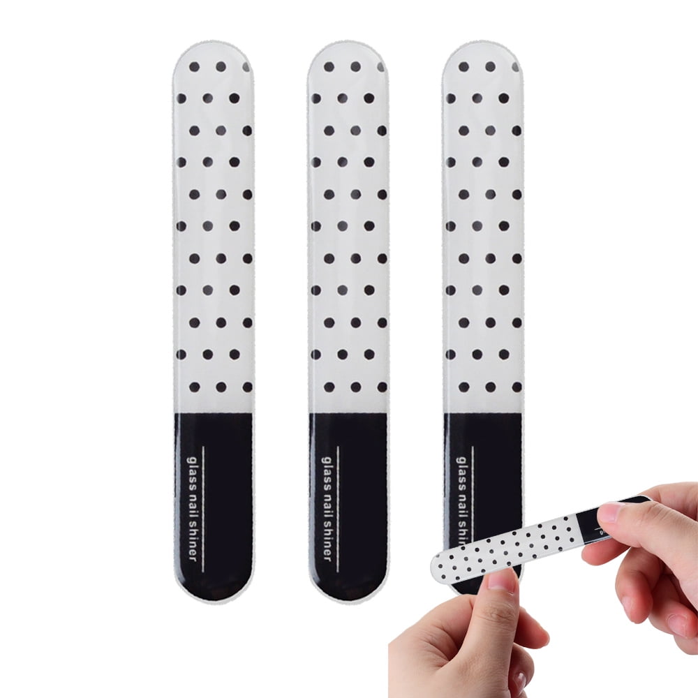 Nail Files Set of 3 for Nail Care Buffing Glass, 10 cm, White/Black ...