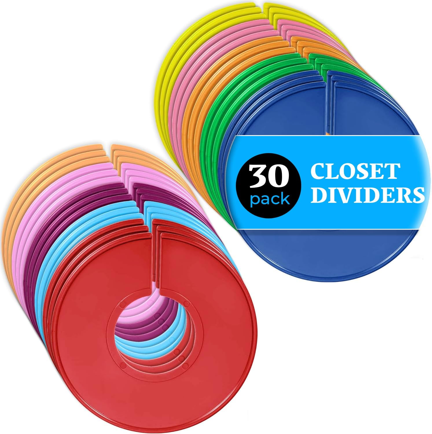 Set of 30 Color Closet Dividers for Hanging Clothes - Clothing Rack ...