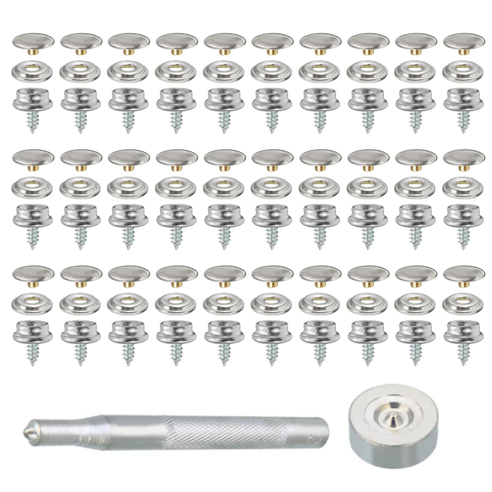 Set of 30 Large White Buckle Button Fasteners with 10mm Screws Ideal ...