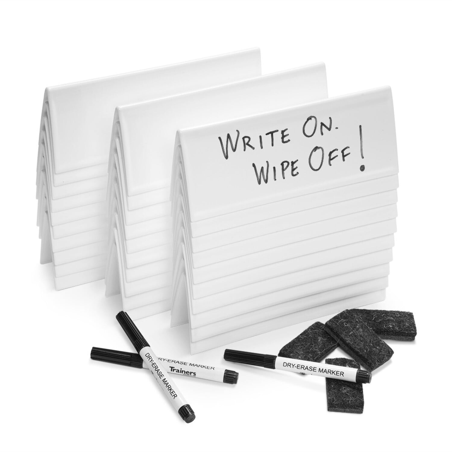 Set of 30 Reusable SMALL Tent Cards, plus Markers, Mini-Erasers in Tote ...
