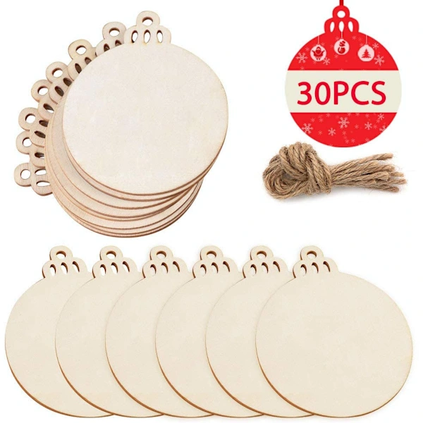 Set of 30 round natural wooden balls to hang on the Peace Night ...
