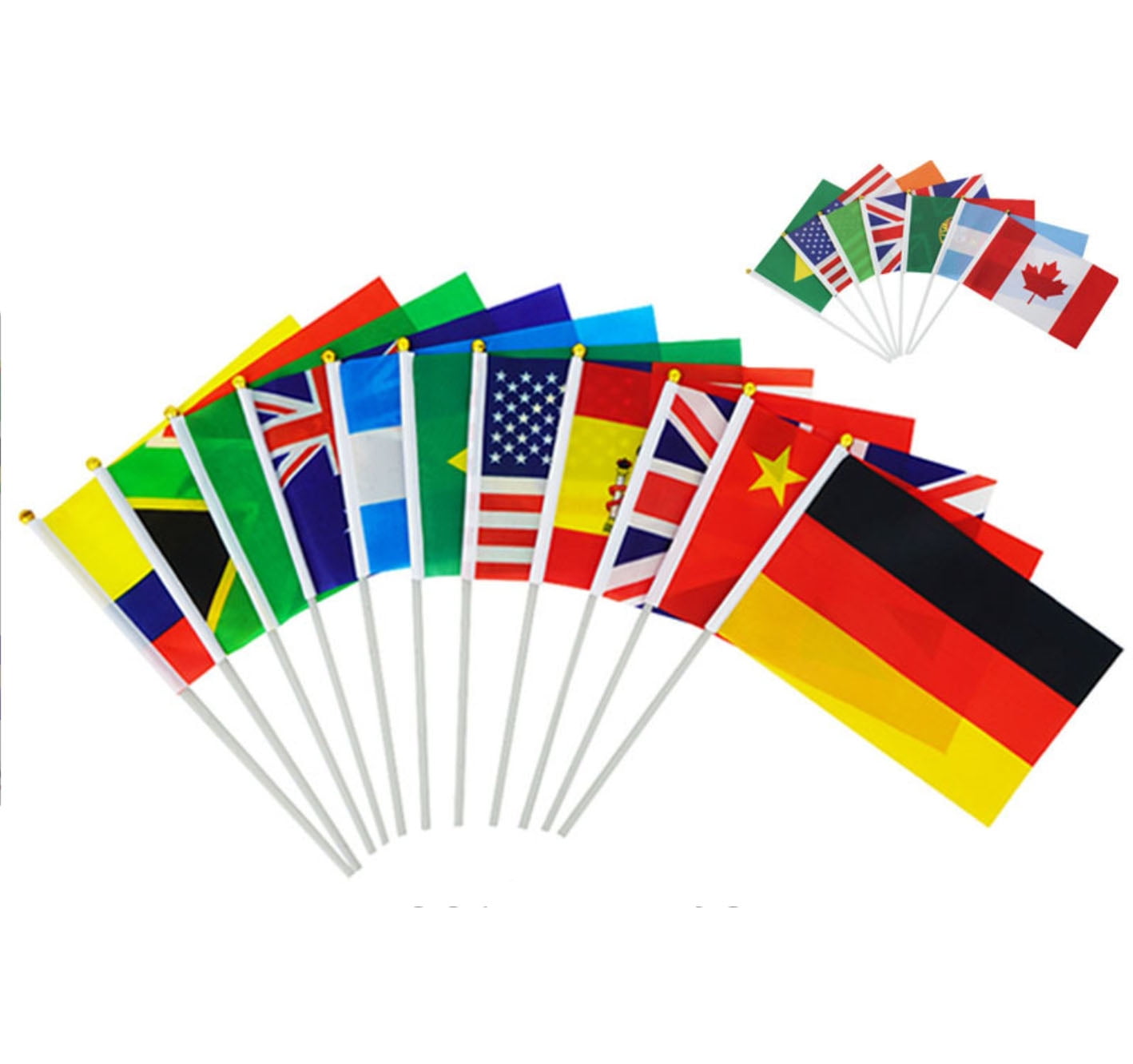 Set of 32 small flags of countries around the world, hand-waved, for ...