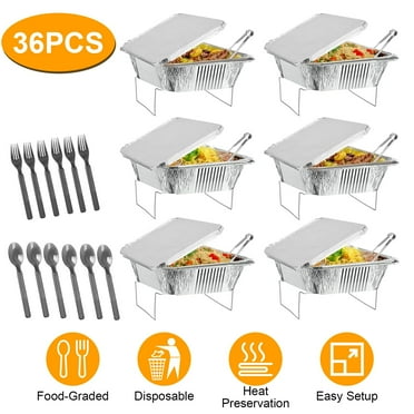 Large Full Size 33-Pcs Disposable Chaffing Buffet with-Covers, Utensils ...