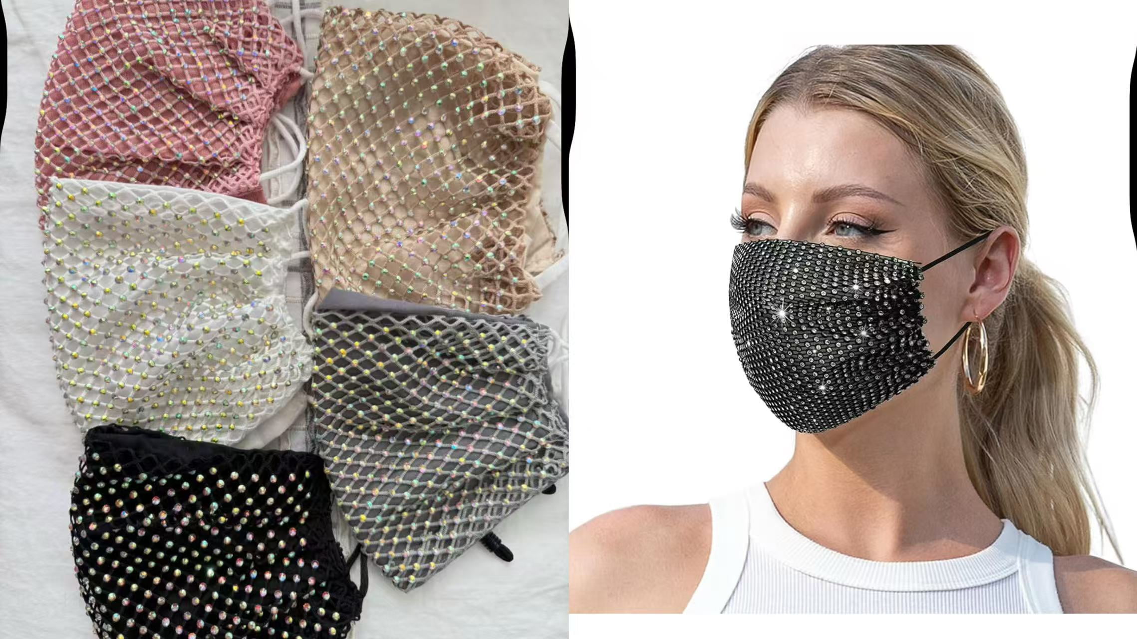 Set of 3PC x winter Rhinestone Face Mask for Women Masquerade Glitter ...