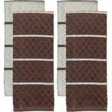 Set of 4, 100% Cotton Diamond Pattern Jacquard Kitchen Towels, Dish ...