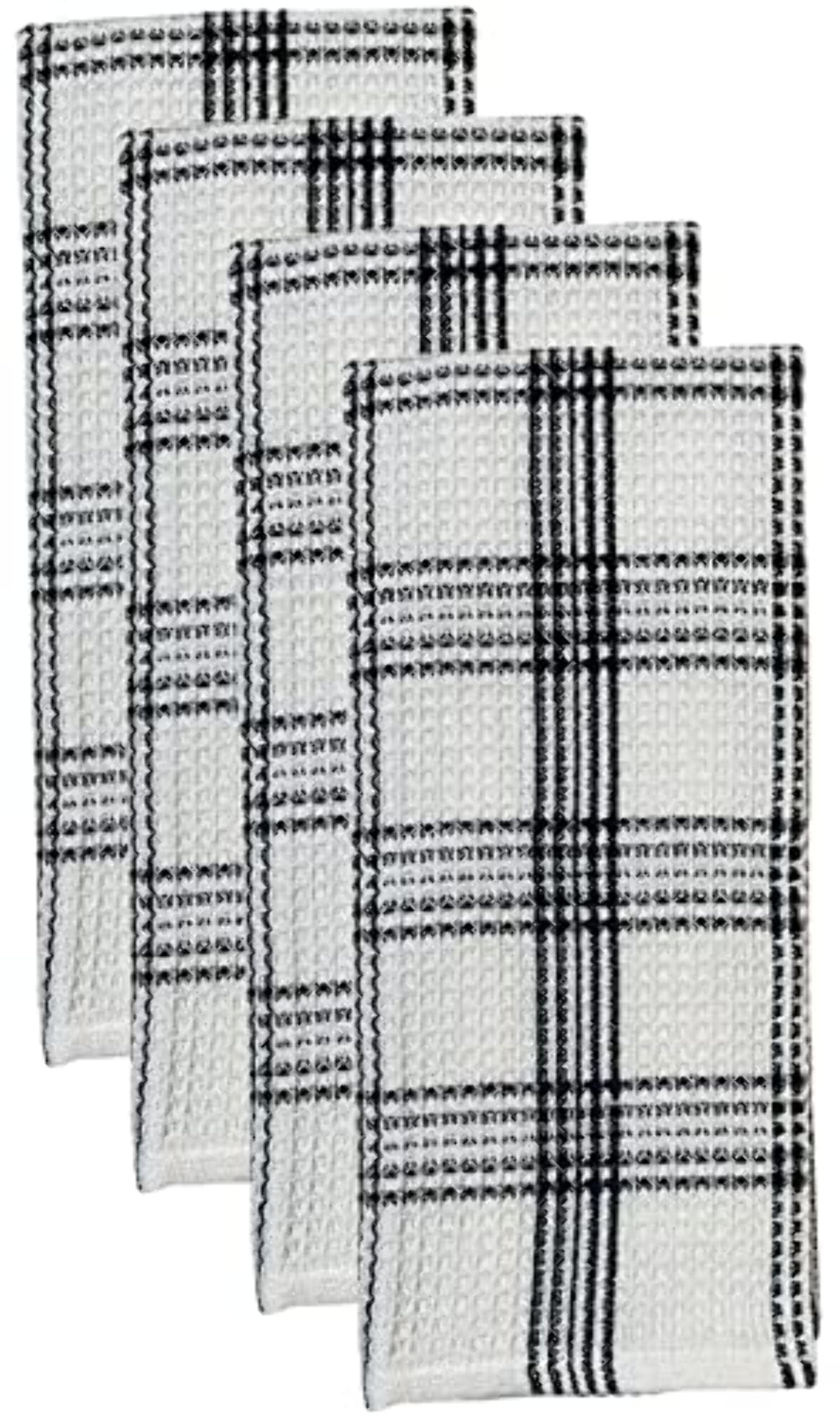 Set of 4, 100% Cotton Waffle Weave Kitchen Dish Towels with Hanging ...