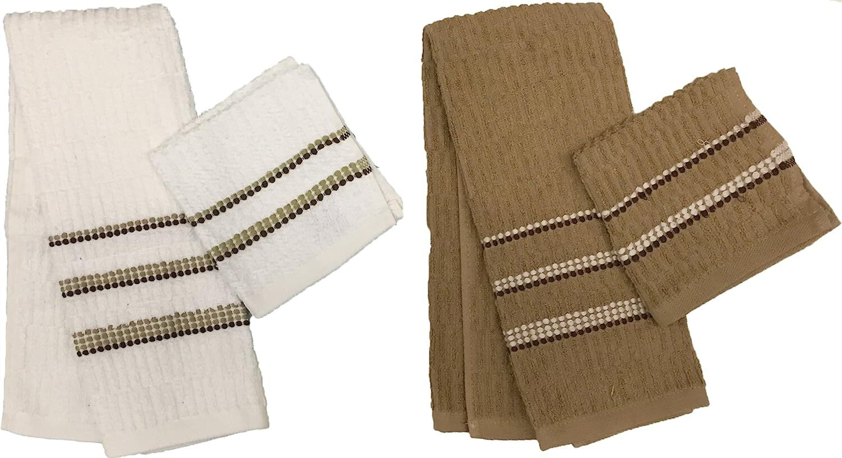 Set of 4, 100% Ribbed Terry Kitchen Towel 2 Hand Towel : 16 X 28 inch ...