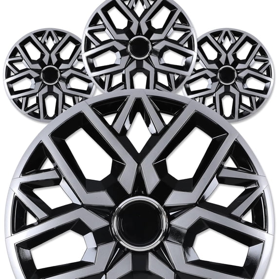 Set of 4 16 inch Universal Hubcaps Fits Most Cars, Snap-On Black ...