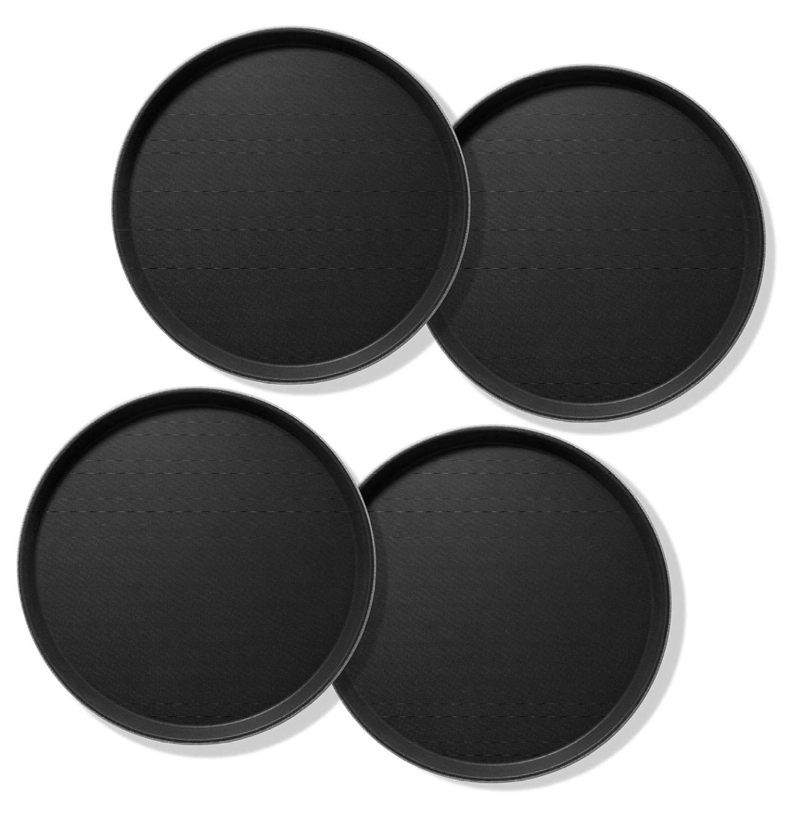 (Set of 4) 18" Round Restaurant Serving Trays, Black - NSF Certified ...