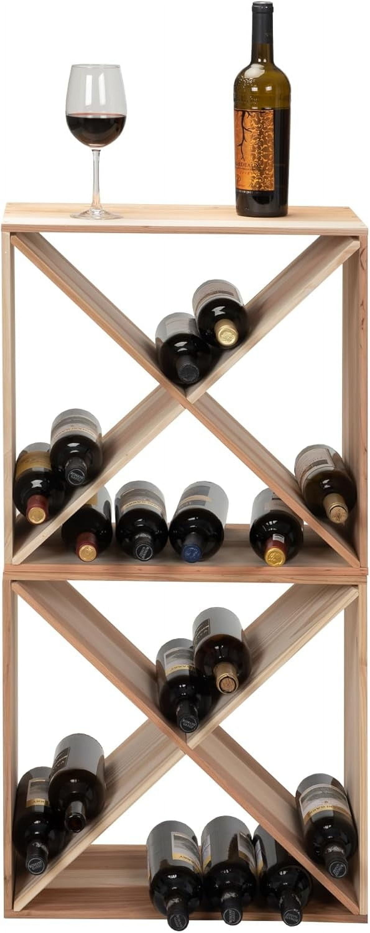 Set of 4 24 Bottle Wine Rack Solid Wood Holder Cube Bar Storage Cellar ...