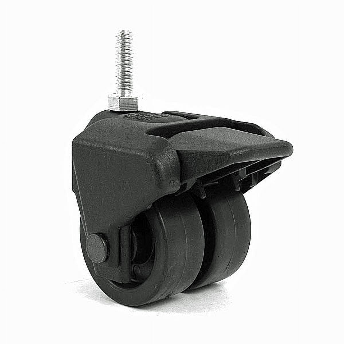 Set of 4, 3" Tall Dual Wheel Composite Plastic Caster with Brake and 5/ ...