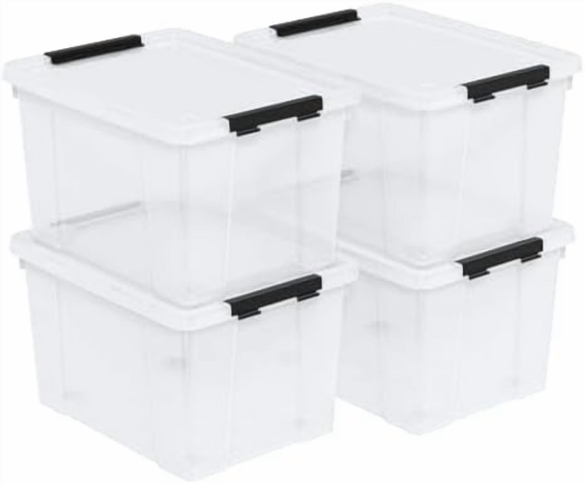 Set of 4 34 L Stackable Plastic Storage Bins with Latching Lids and ...
