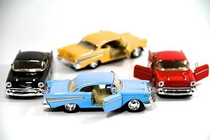 Set of 4: 5" 1957 Chevrolet Bel Air Diecast Model Toy 1:40 Kinsmart ...