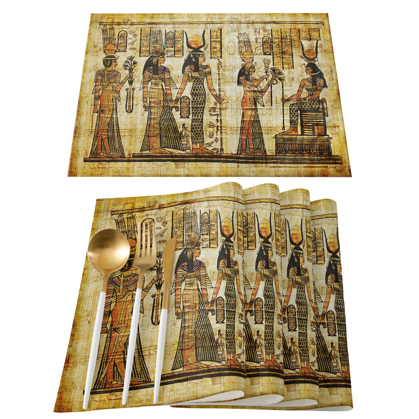 Set of 4/6 Placemats for Dining Table African Ethnic Abstract Graphic ...