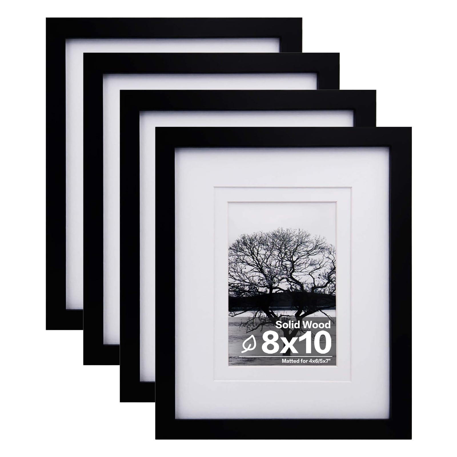 Set of 4 8x10 picture frames, solid wood construction, plexiglass ...