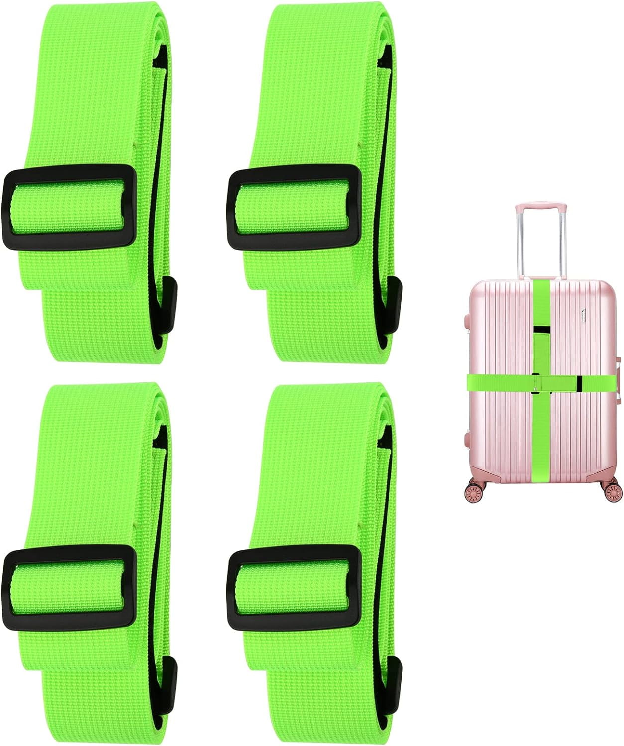 Set of 4 Adjustable Luggage Straps with Hook and Loop Fastener ...