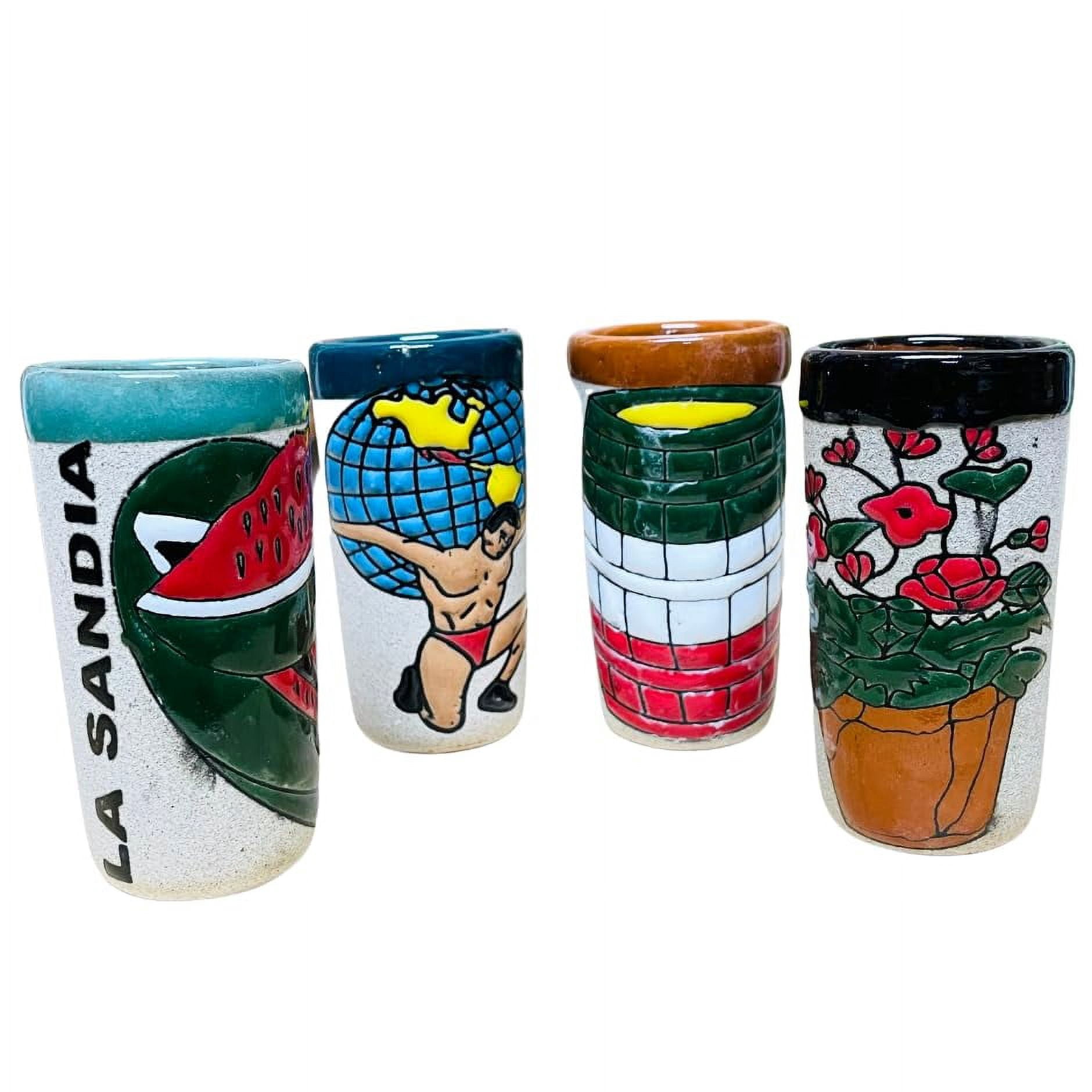 Set of 4 Arrenoso Loteria Tequilero - Loteria Shot Glass - Clay Shot ...