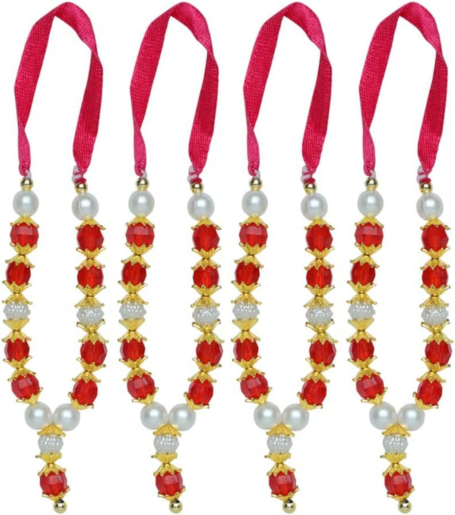 Set of 4 Artificial Flowers Ribbon Garland Haar Mala for Idol-Mala for ...