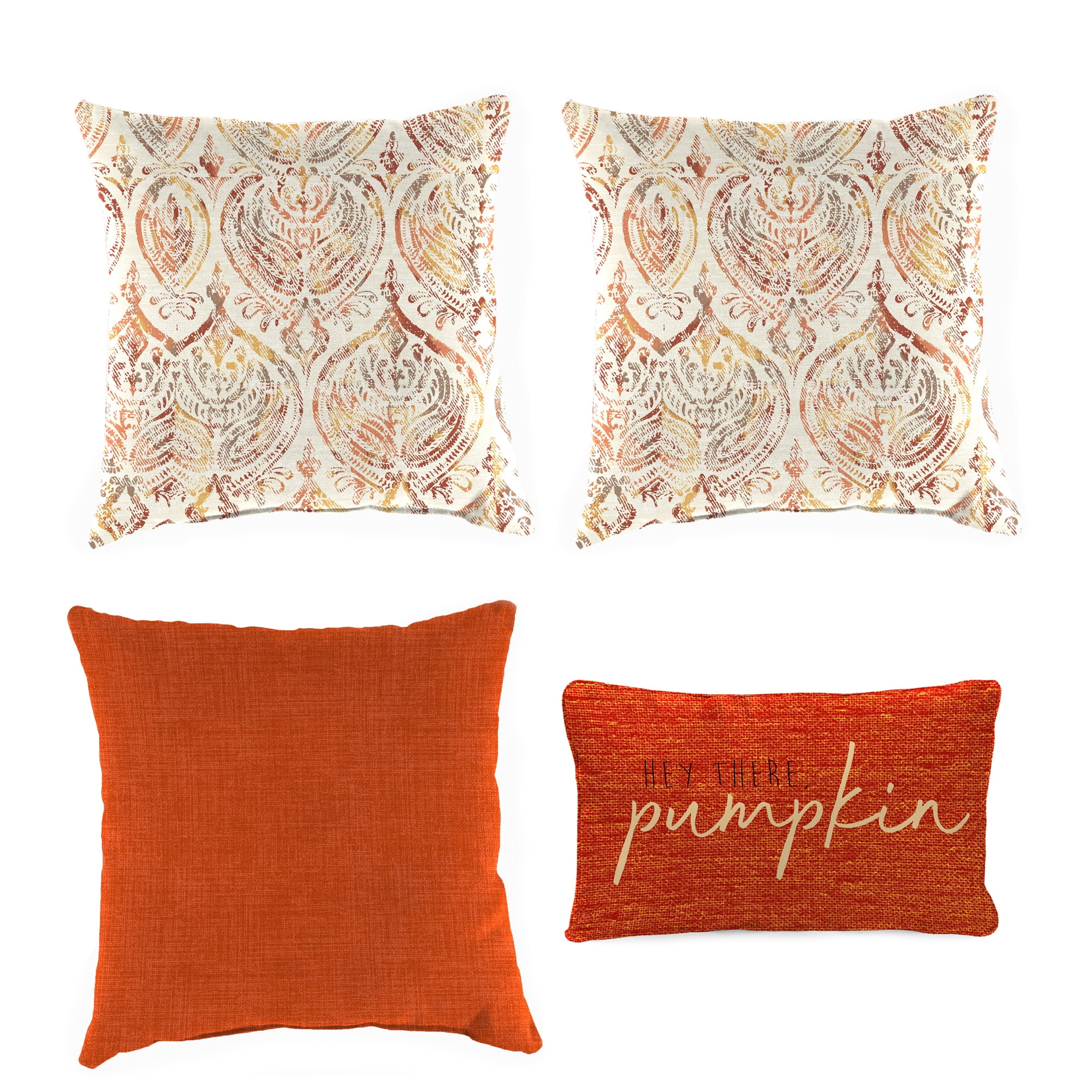 Set of 4 Autumn Filled Outdoor Throw Pillows for Fall Patio Decor with ...