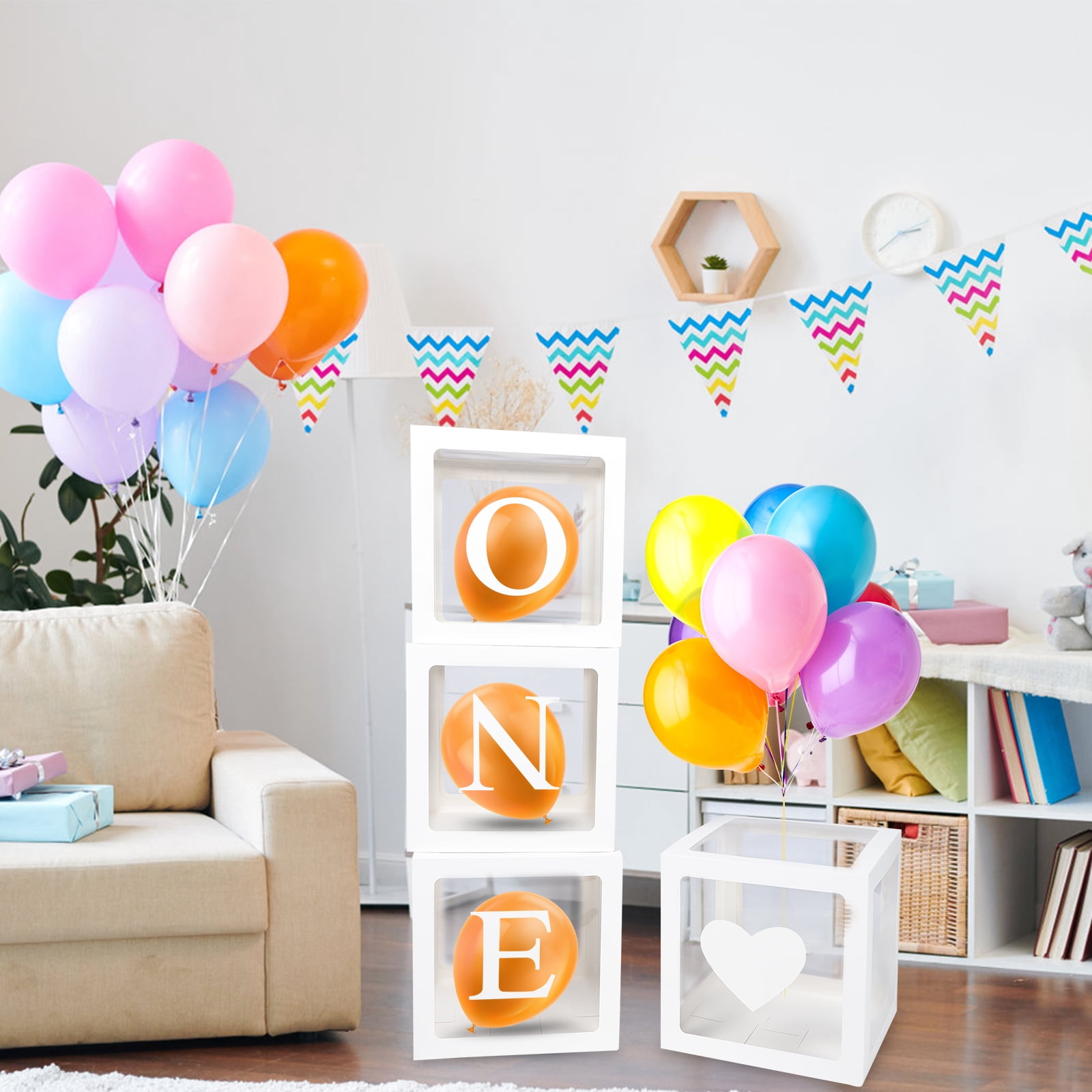 Set of 4 Baby Balloon Boxes for Baby Shower and First Birthday Party ...