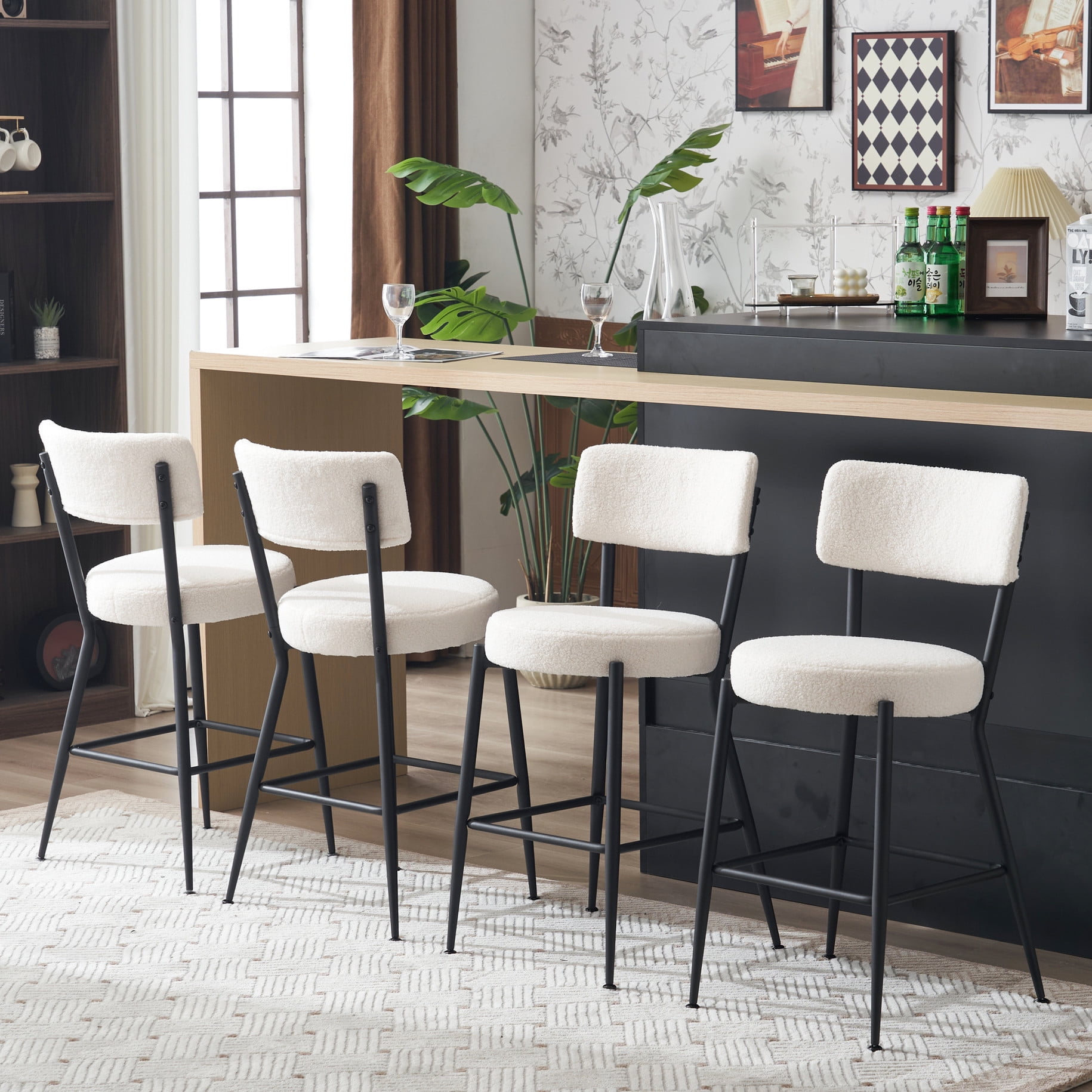 Set of 4 Bar Stools for Various Venues | Ergonomic Backrest for Comfort ...