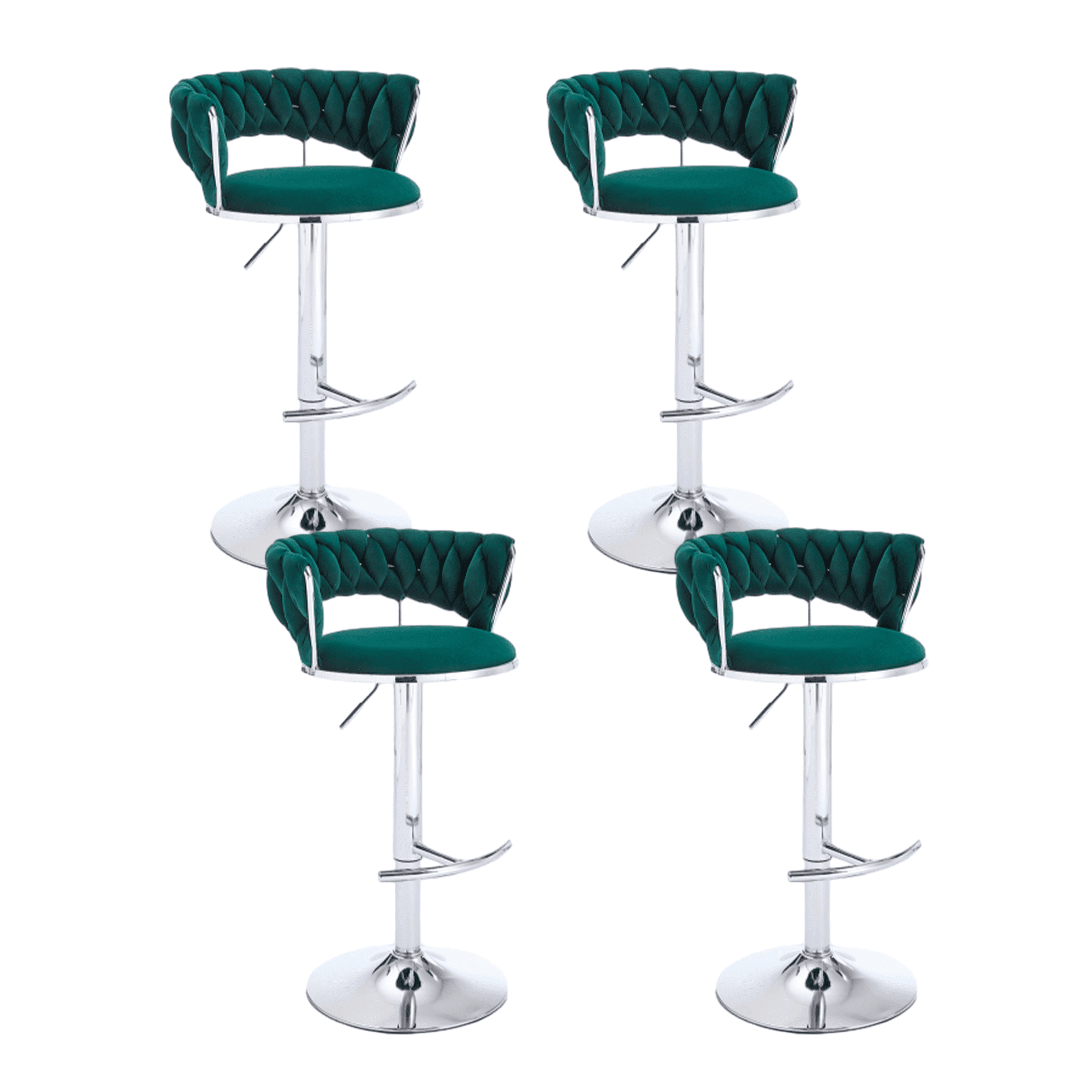 Set of 4 Bar Stools with Chrome Footrest and Base Swivel Height ...
