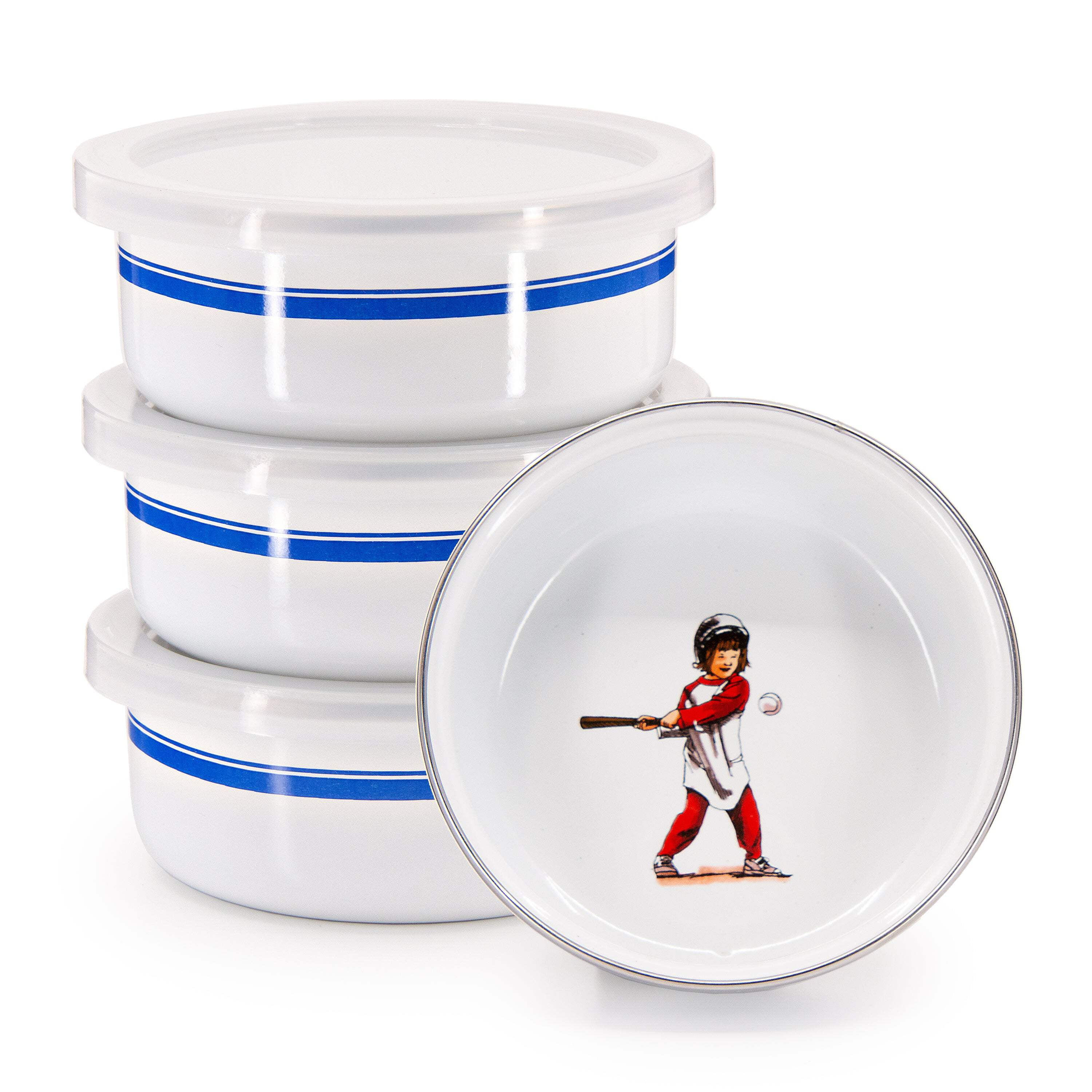 Baseball Pattern - Set of 4 - 14 oz Child Bowls - Golden Rabbit ...