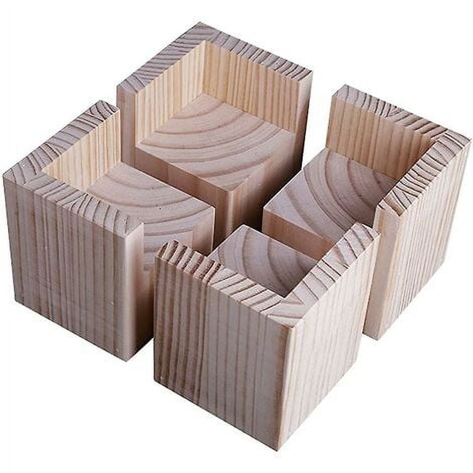 Set of 4 Bed Risers, Wooden Lifts for Heavy Furniture - Walmart.com
