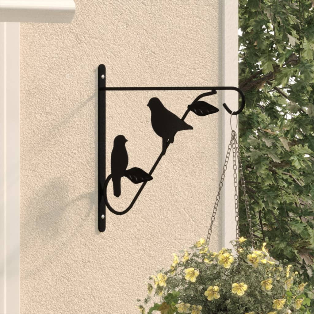 Set of 4 Black Steel Hanging Basket Brackets - Heavy Duty, Rust ...