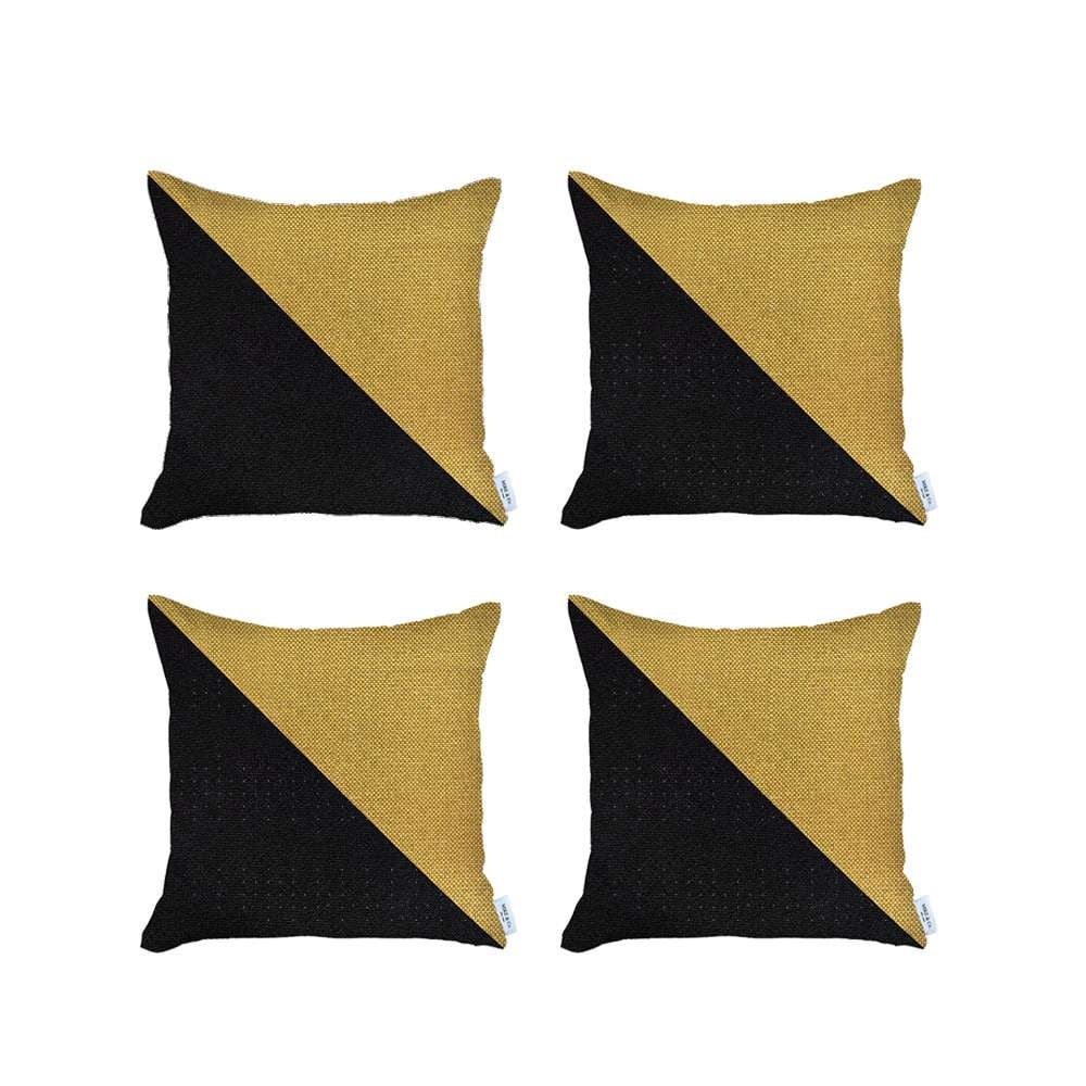 Set of 4 Black and Yellow Diagonal Pillow Covers - Walmart.com