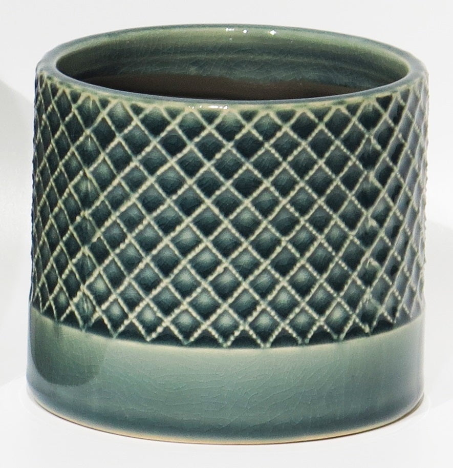 Set of 4 Blue Criss Cross Pattern Planter - Walmart.com