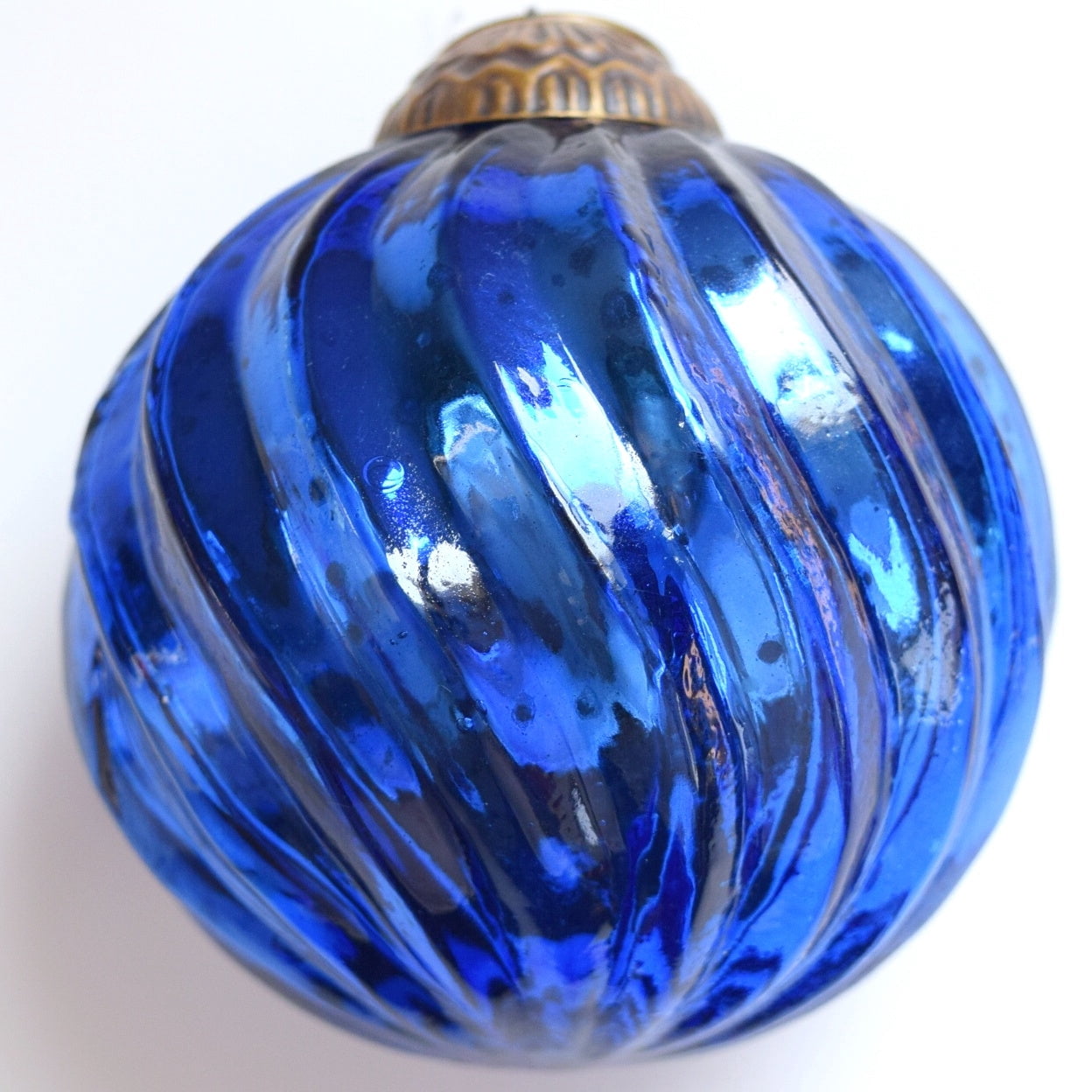 Set of 4 Blue Mercury Glass Ornaments (3.15 Inch Classic Twist Ball ...
