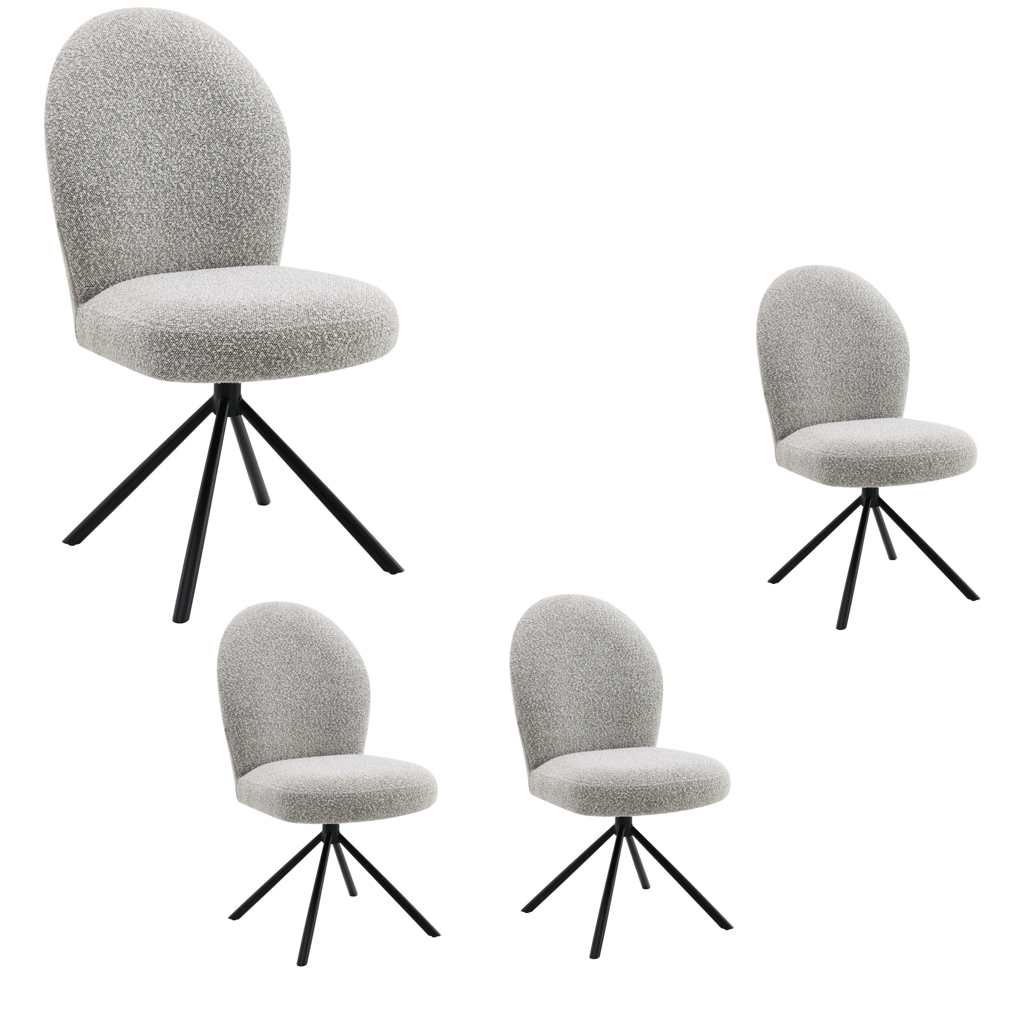 Set of 4 Boucle Side Chair with Swivel, Modern Dining Chairs, Fabric ...
