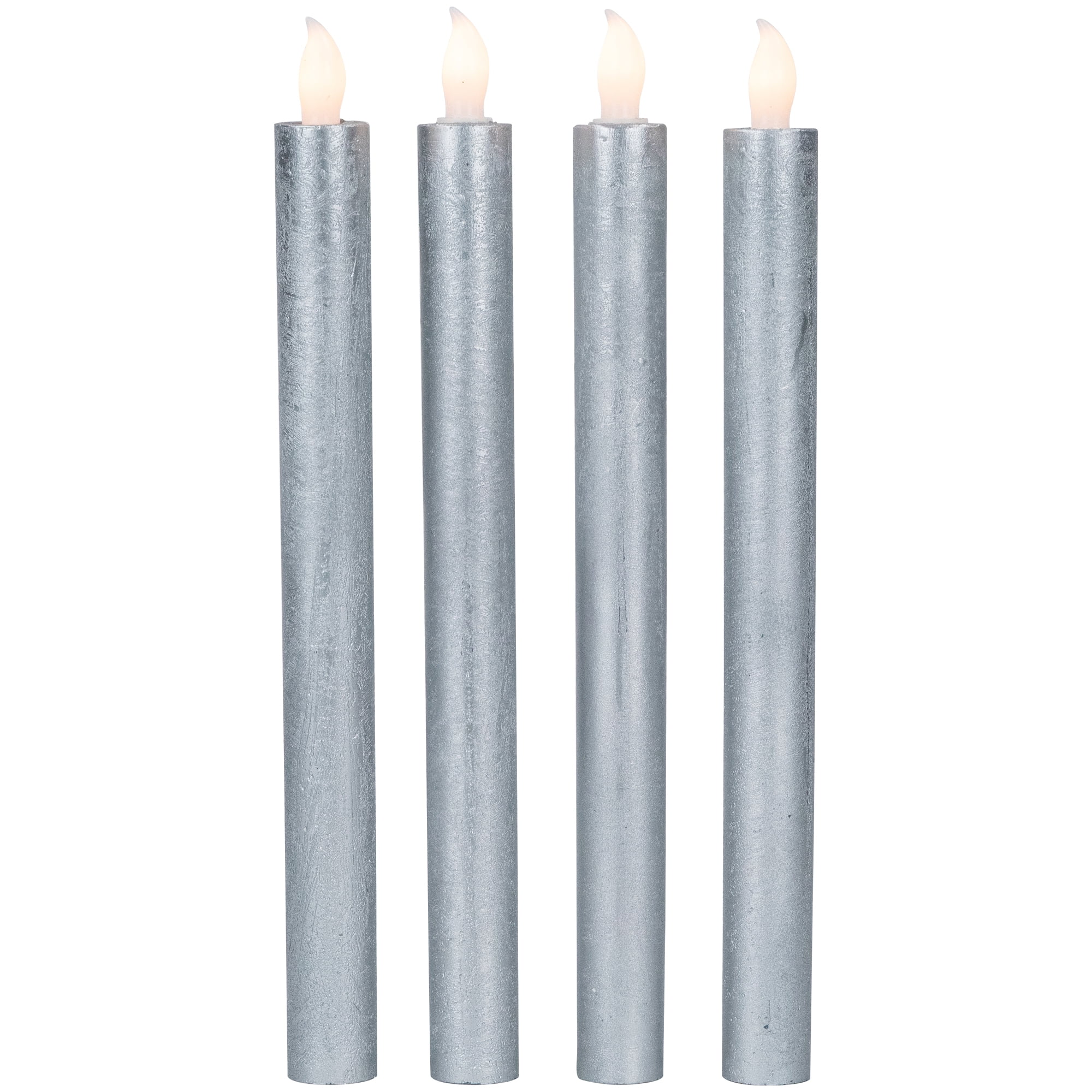 Northlight Set of 4 Silver-tone LED Flameless Wax Flickering Taper ...