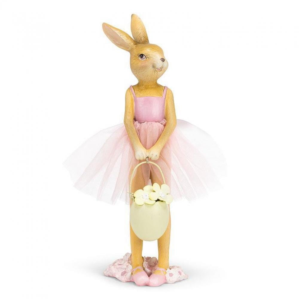 Set of 4 Bunny In Tutu With Egg Basket Of Flowers Figurine - Walmart.com