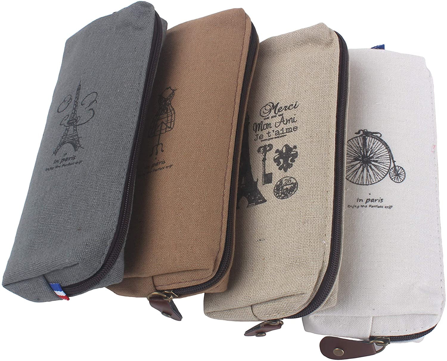 Set of 4 Canvas Pencil Cases - Pen Marker Holders and Cosmetic Bags ...