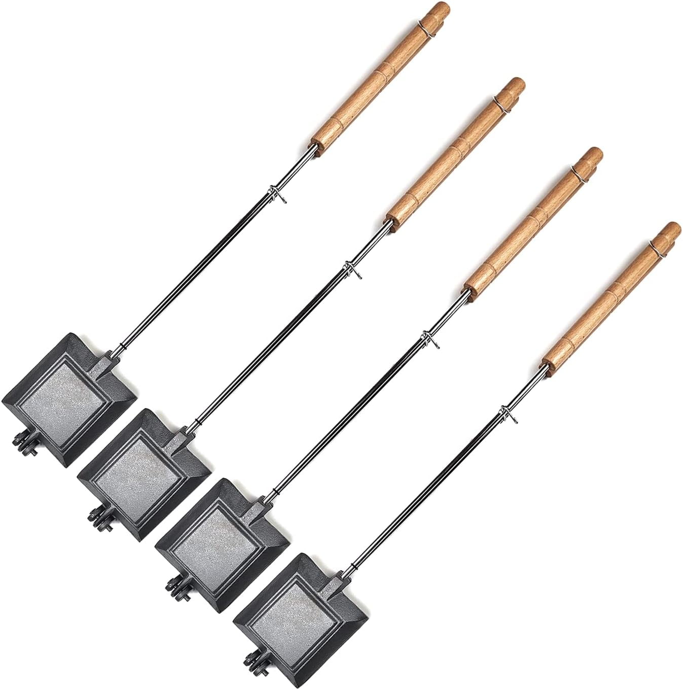 Set of 4 Cast Iron Pie-Iron Sandwich Maker with Detachable Handle ...